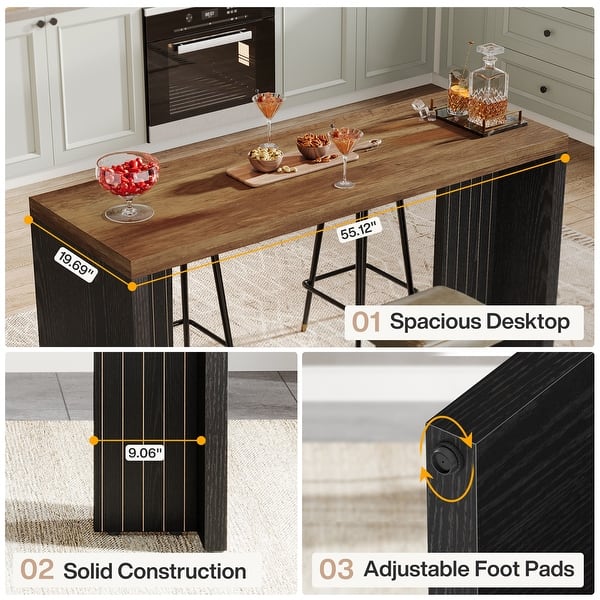 Home Bar Unit, 55.12-Inch Bar Table - 55.12" L x 19.69" W x 35.83" H ...