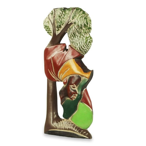 Handmade Under the Baobab Tree Wood wall panel (Ghana) - 12.25" H x 6 ...