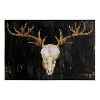 Stupell Deer Antlers Skull Dark Rustic Wall Plaque Art by Liz Jardine ...