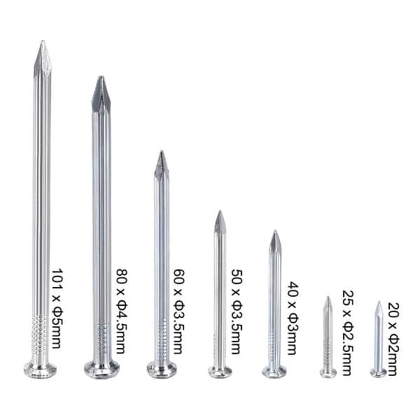 Hardware Nails Carbon Steel Cement Nail Assortment Kit 7 Size 100pcs ...