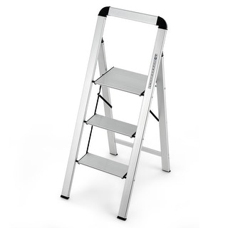 3-Step Ladder Aluminum Folding Step Stool with Non-Slip Pedal and ...