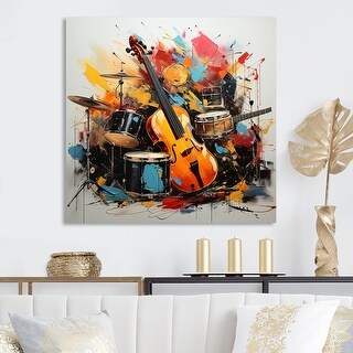 Designart "Music Vibrant Rhythms Bold" Music Metal Wall Decor - Bed ...