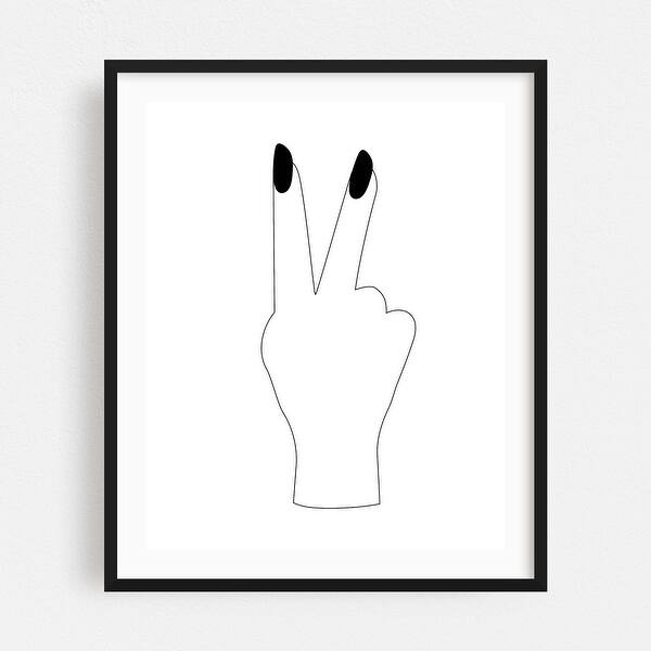 Girl Power Peace Sign Black and White Line Drawings Art Print/Poster ...