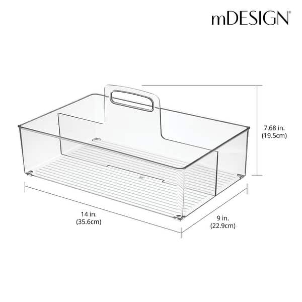 mDesign Large Plastic Divided Storage Organizer Caddy Tote with Handle ...