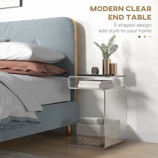 2-Tier Acrylic Side Table S-shaped Clear End Table Display Stand - Bed ...