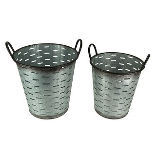 Rustic Galvanized Metal Olive Buckets Set of 2 - Bed Bath & Beyond ...