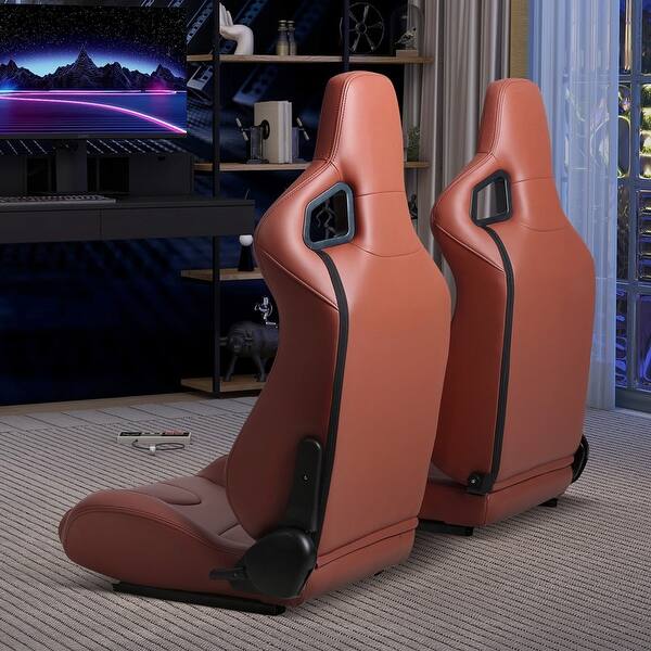 2-Piece Ergonomic Racing Simulator Game Seats w/ Adjustable Double ...