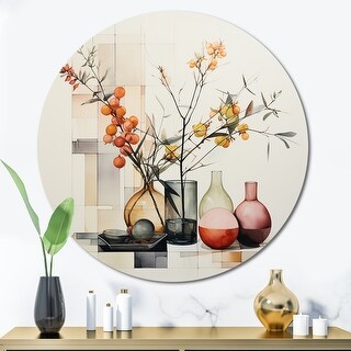 Designart "Still Life Arrange I" Abstract Still Lifes Metal Circle Wall ...