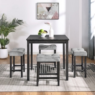 5 Piece Counter Height Bar Table Set Breakfast Nook Small Square Table ...