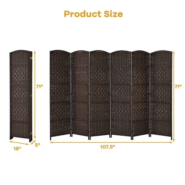 6 Panel Tall Room Divider Freestanding Wood Partition Room Dividers ...