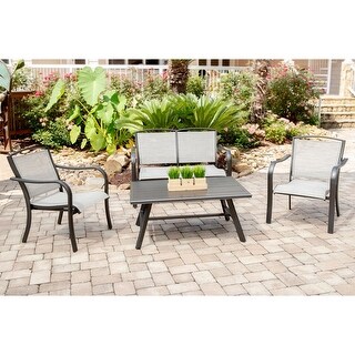 Hanover Foxhill 4-Piece Commercial-Grade Patio Seating Set with 2 Sling ...