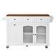 Christopher Knight Home - Kitchen Island Cart MDF & Tempered Glass with ...