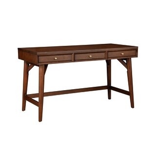 Writing Desk with 3 Drawers and Angled Legs, Walnut Brown - Bed Bath ...