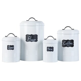 Nesting Canisters Sets for the Kitchen, Set of 4 Airtight White ...