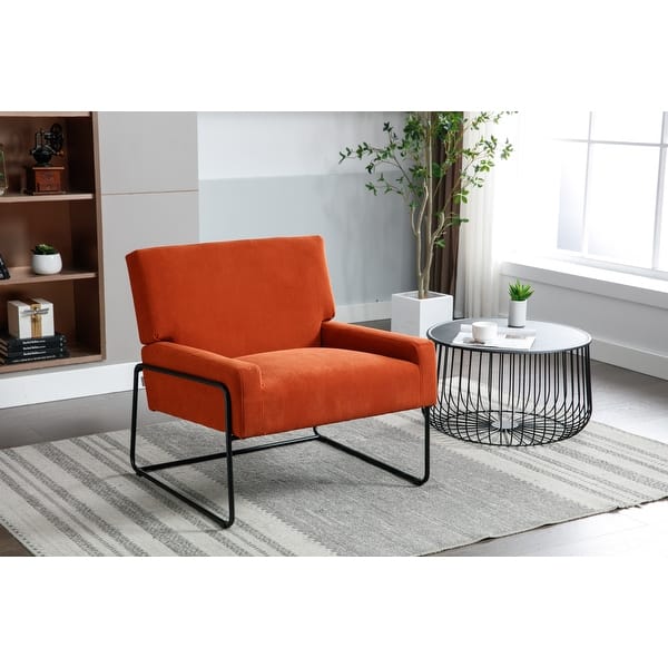 Modern Industrial Slant Accent Chair with Metal Frame, High Density ...