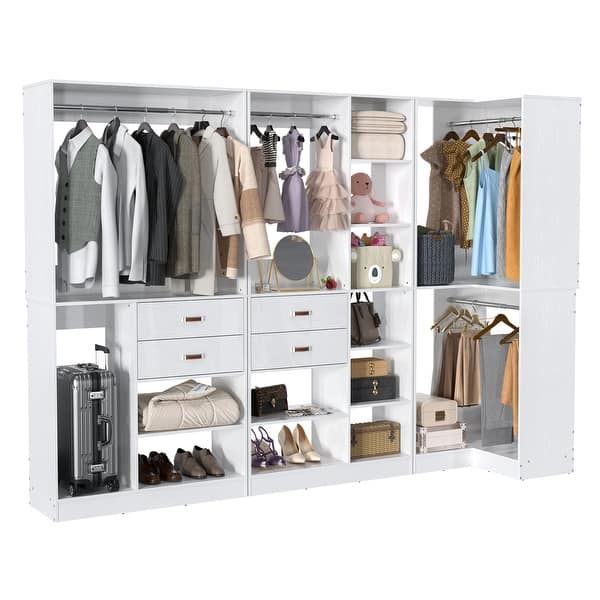 Geren Set of 3 Freestanding Walk-in Closet System Reversible Wardrobe ...