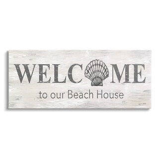 Stupell Welcome Beach House Clam Sign Canvas Wall Art by Annie LaPoint ...