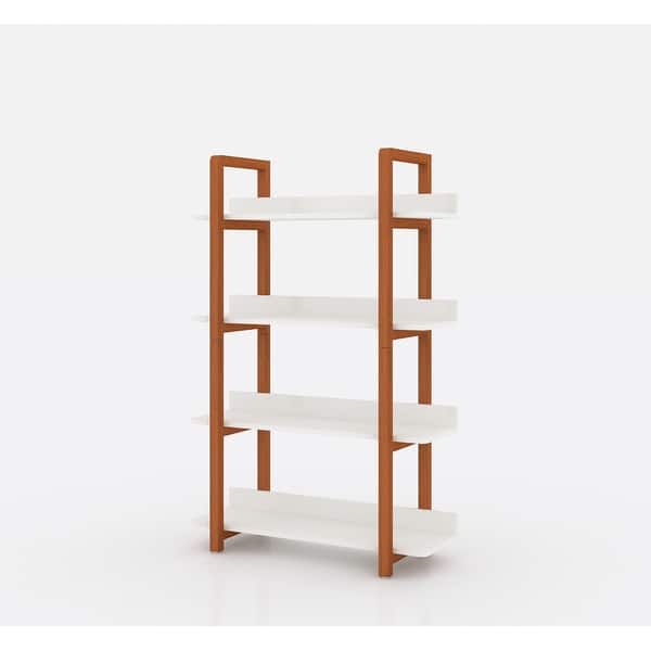 4-Tier Display Cabinet Open Back Bookshelves Pine Wood Bookcase - On ...