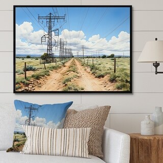 Designart "Power Lines Electric Reverie IV" Power Lines Framed Canvas ...