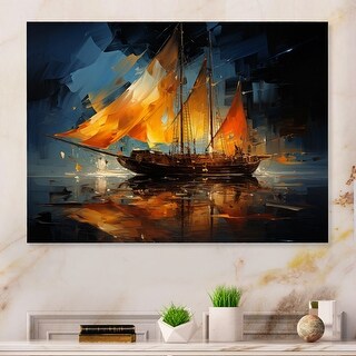 Designart "Boat Abstract Maritime Symphony II" Boat Metal Wall Art ...