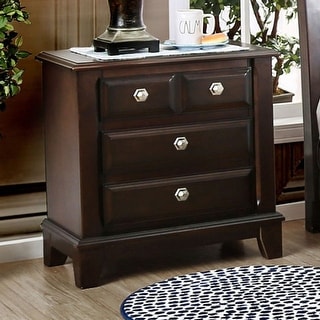 Litchville Contemporary Night Stand In Brown Cherry Finish - Bed Bath ...