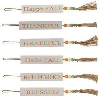 Harvest Multi Color Beaded Wood Tag with Tassel 6 Asstd. - 16.5" long ...