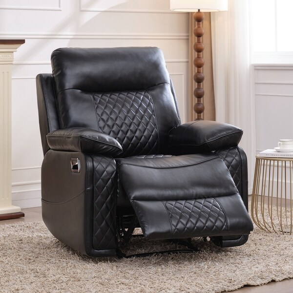 Overstuffed Home Theater Seating PU Leather Manual Recliner with Quilted Diamond Pattern On Sale Bed Bath Beyond 40818280