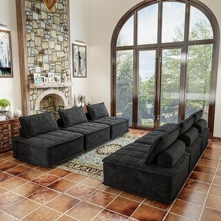 6-Piece Oversized Modular Sofa with Customizable Layout and Moveable ...
