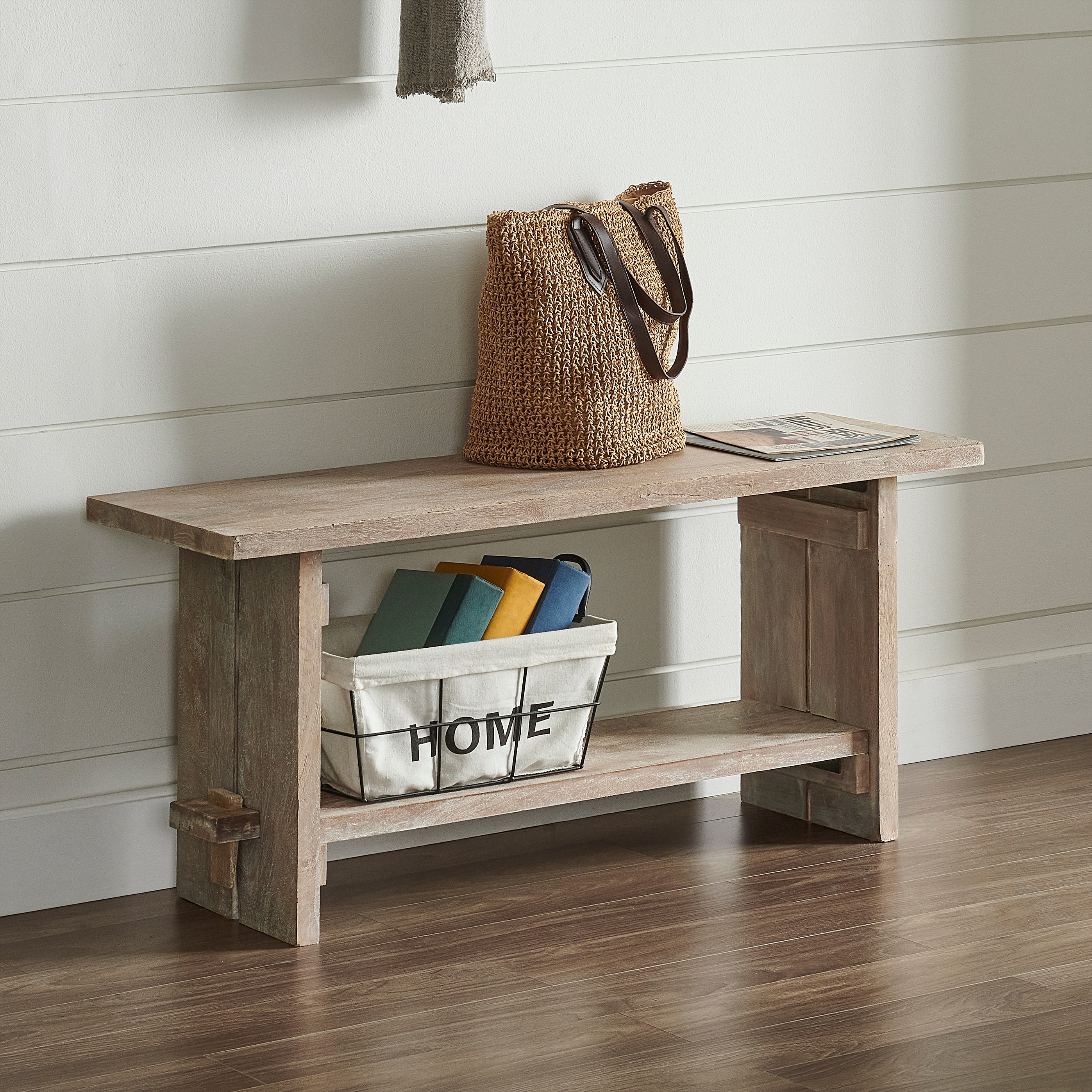 Mango wood shoe bench store