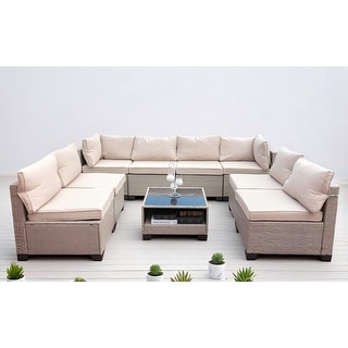9-Piece Outdoor Wicker Sectional Sofa Set with Modular Design,Cushions ...
