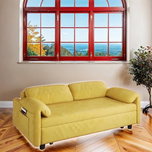 Velvet Daybed with Pocket on the side Sofa Bed Dual Purpose Living Room ...