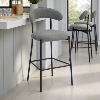 Teddy Fabric Counter Height Bar Stools with Powder-Coated Base and ...