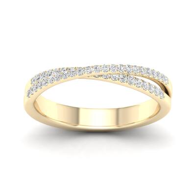 1/4ct TDW Diamond Cross Over Ring in 10K Gold for Women - Overstock ...