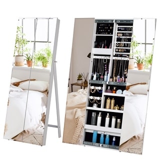 Full Mirror Standing Two Doors Fashion Luxury Jewelry Storage Cabinet ...