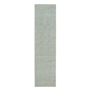 Shahbanu Rugs Gray Touches of Blue Fine Jacquard Hand Loomed Tabriz ...
