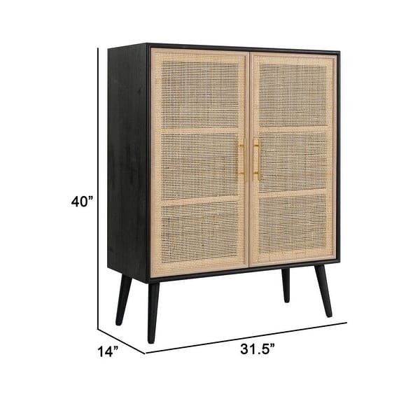Dana 40 Inch Storage Cabinet, Wood Frame, 2 Shelves, 2 Rattan Doors ...