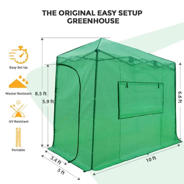 Eagle Peak 10x5 Portable Lean To Walk In Greenhouse Pop Up Indoor