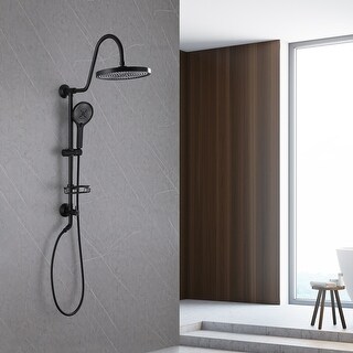 Matte Black Showerhead Rain Shower System with Valve - Bed Bath ...