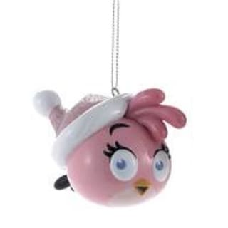 3.25" Pink and White Glitter Angry Birds Decorative Christmas Ornament ...