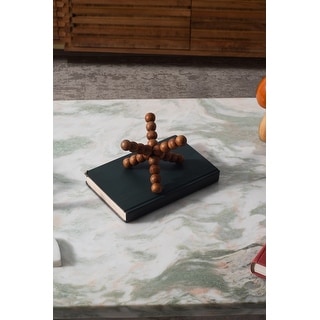 6" Beaded Jack Sculpture - Contemporary Rustic Natural Brown Mango Wood ...