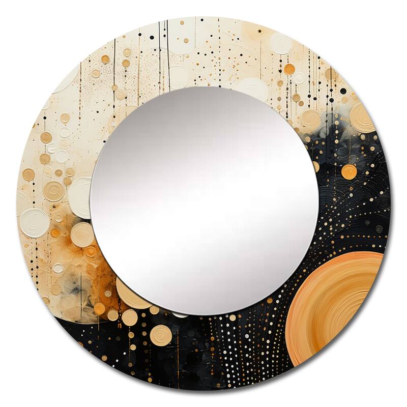 Designart "Monochrome Medley IV" Abstract Collages Round Mirror Wall ...