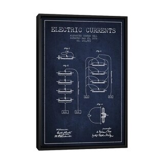 iCanvas "Electric Currents Navy Blue Patent Blueprint" by Aged Pixel ...