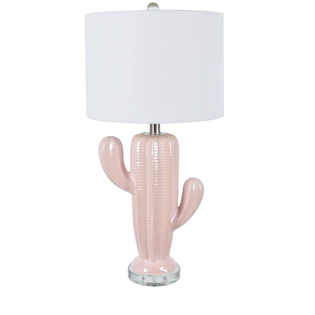 Laci 26.5" Pink Pearlized Cactus Lamp - 27"H x 13"Rnd - Overstock ...