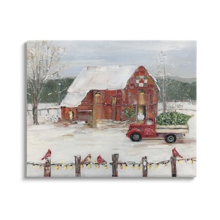 Stupell Holiday Barn Winter Scene Canvas Wall Art by Sally Swatland ...