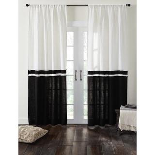 Banasky Linen Curtain, Ivory-Asphalt, 96" - Bed Bath & Beyond - 42888038