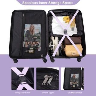 Lavender purple 3 Piece Trunk Sets Carry On Suitcase Sets Lightweight ...