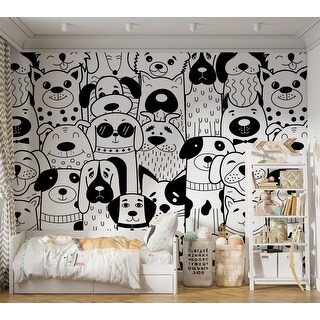 Premium Peel & Stick Wall Mural - Cartoon Dogs Pattern - Bed Bath ...