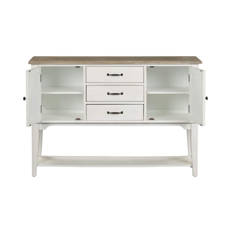 Summerville Soft White Wash Wire Brushed Gray Server - W56 x D18 x H38 ...