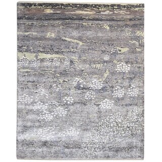 One of a Kind Hand-Knotted Modern 8' x 10' Abstract Wool Brown Rug - 8 ...