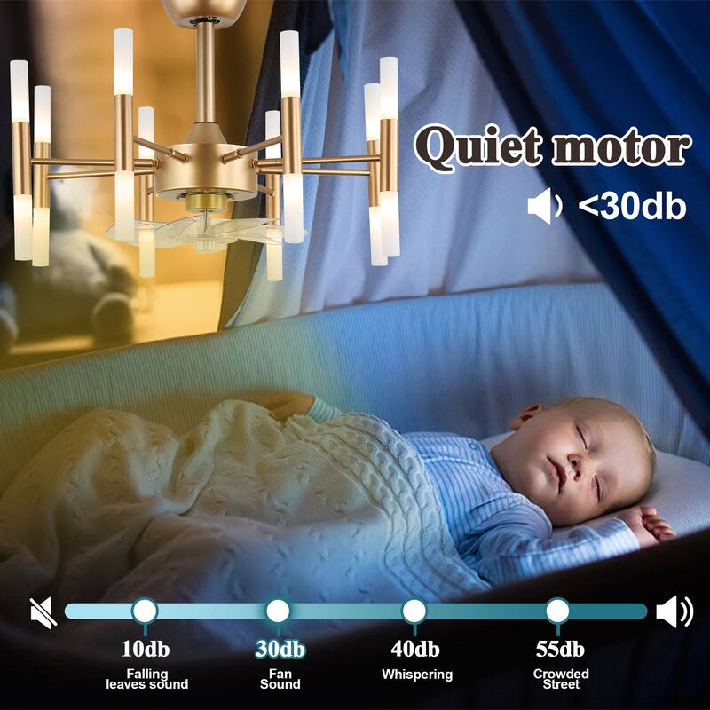 Bella Depot 6-Lighr Gold French Country Metal Candle Ceiling Fan 6 ...